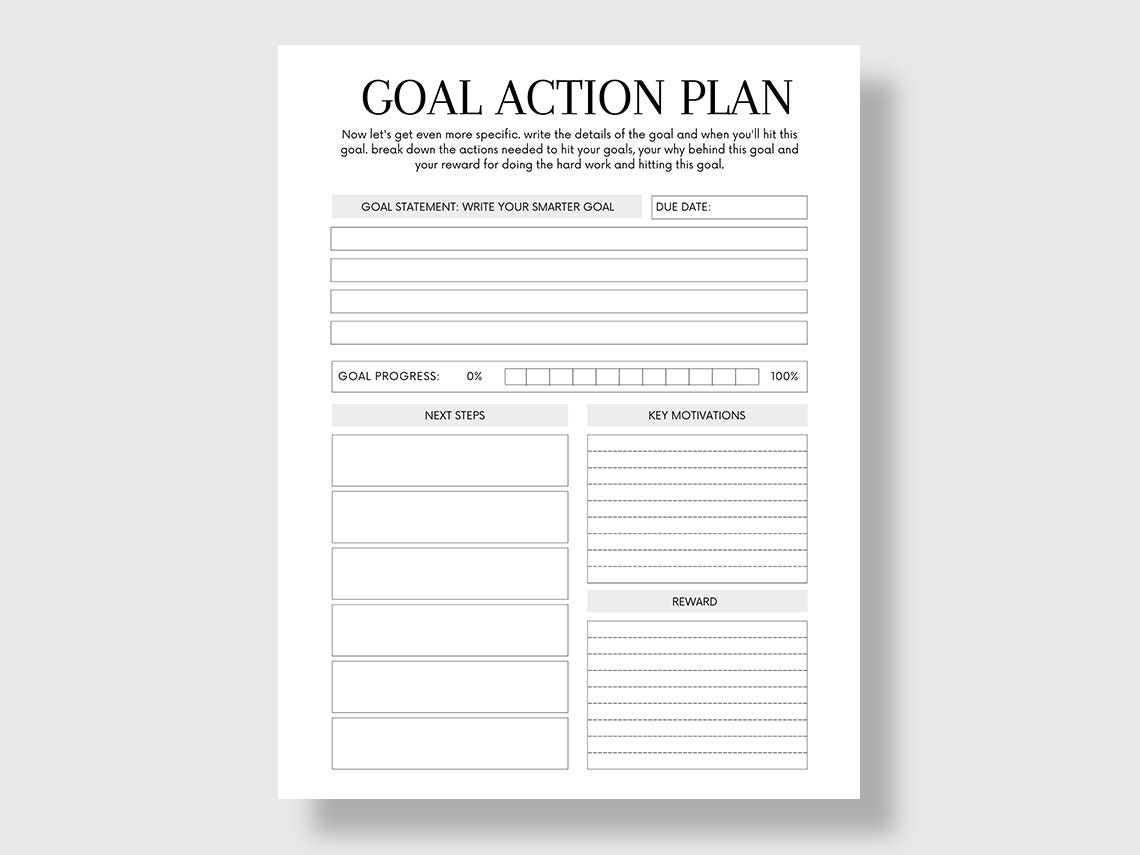 Goal Planner Workbook Printable 5 Year Plan With Individual Goals ...