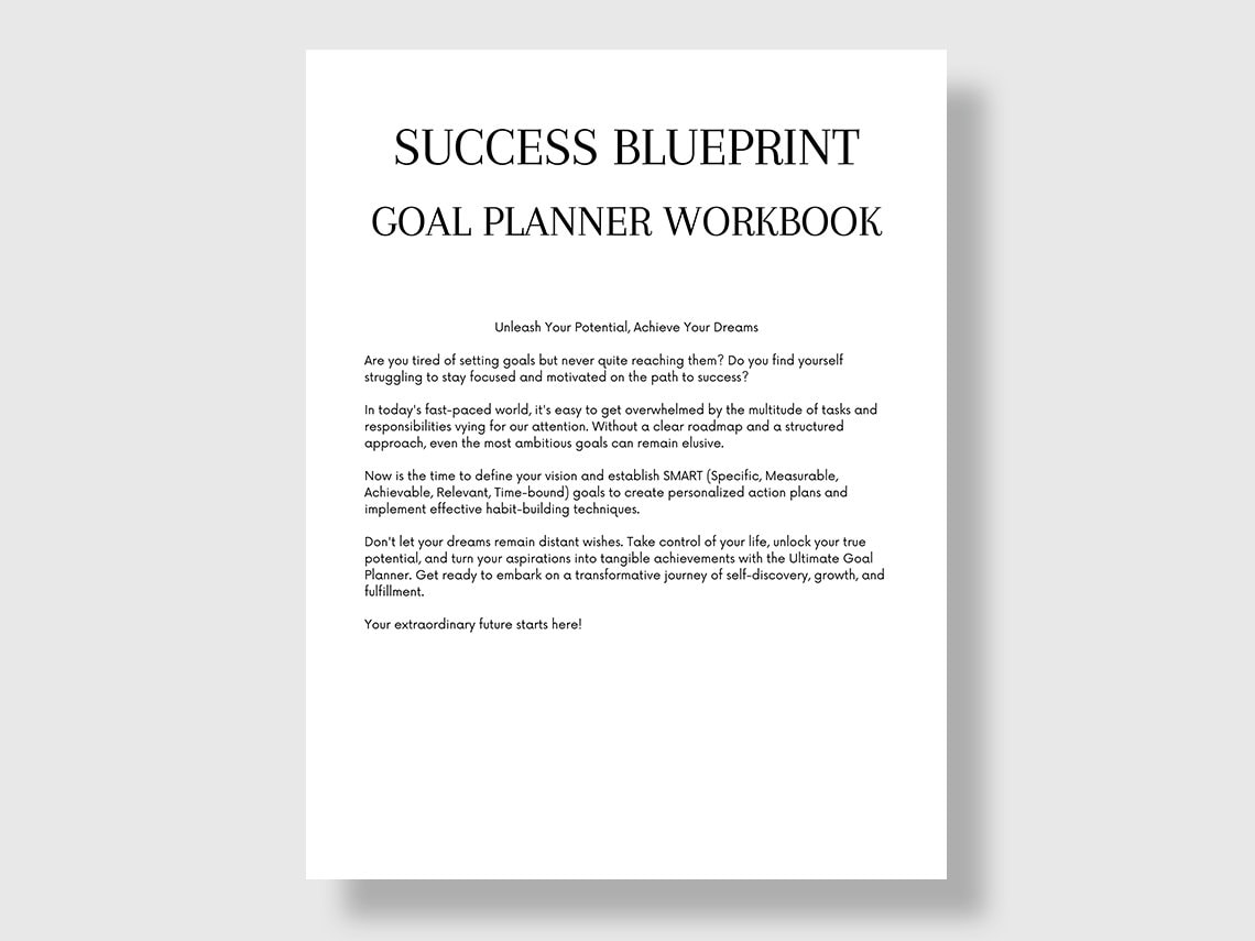 Goal Planner Workbook Printable 5 Year Plan With Individual Goals ...