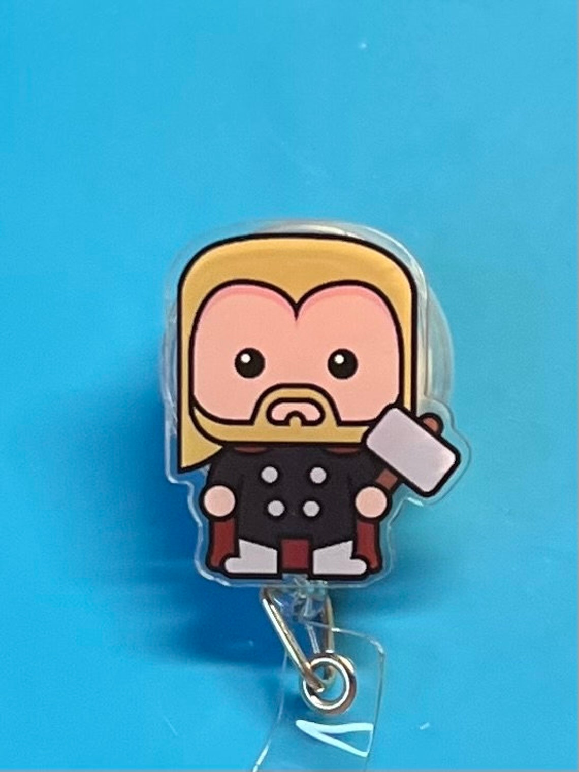 A Cute Cartoon Thor Badge I.D. Holder Pull Reel - Etsy