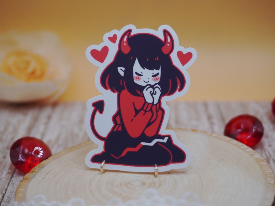Cute Kawaii Demon Girl Anime Sticker Valentine's Day Gift Matte Vinyl ...