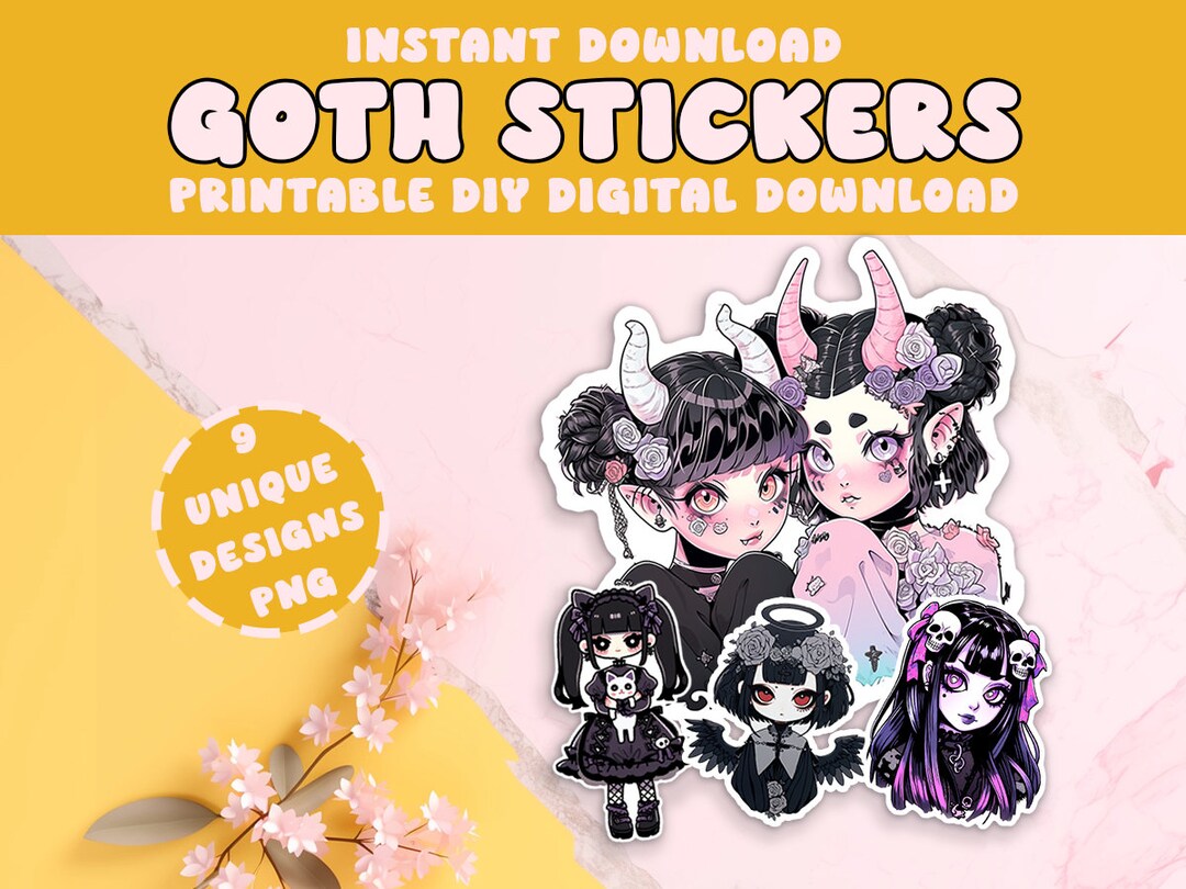 DOWNLOAD Pastel Goth Stickers Set of 9 Printable Instant Download ...