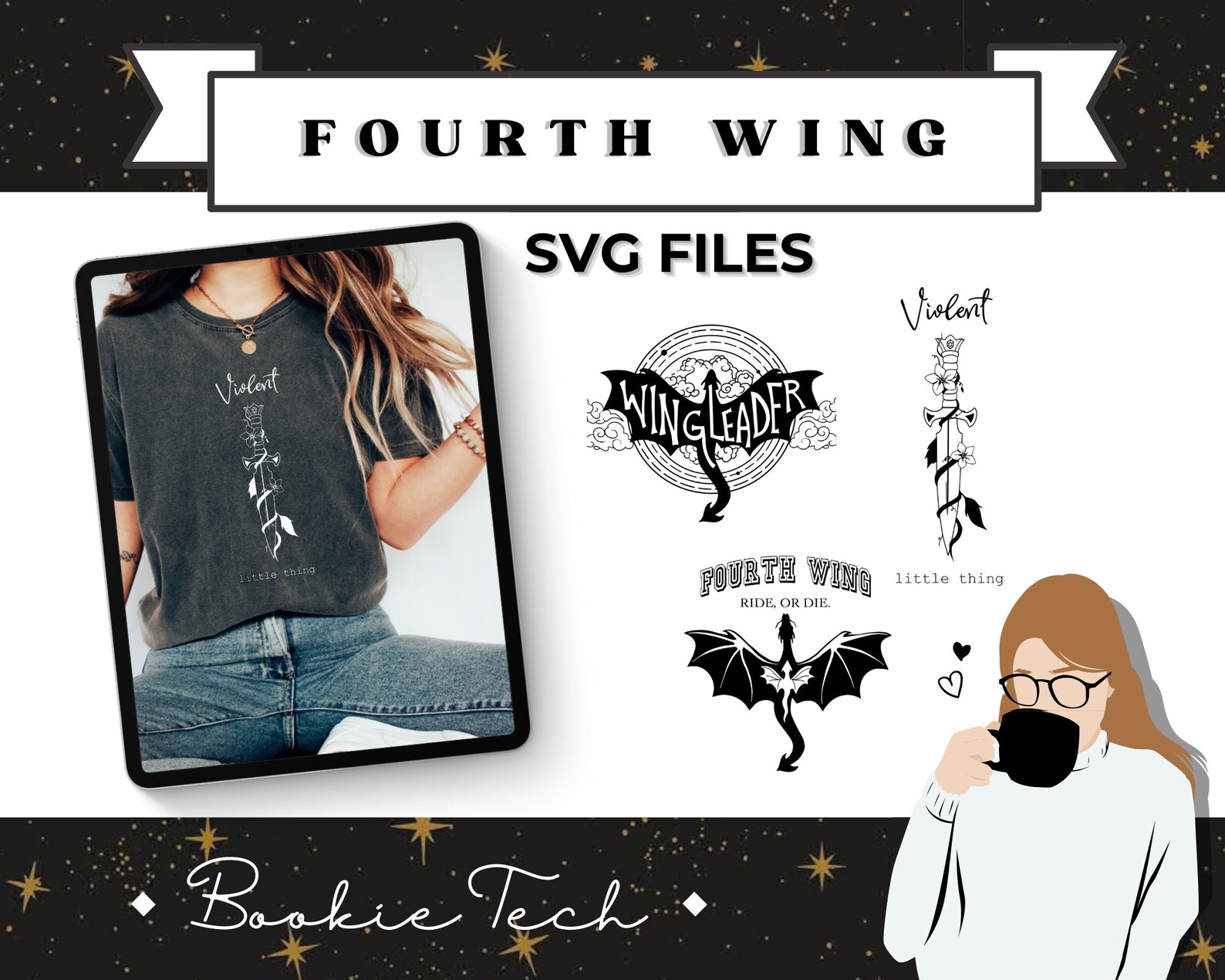 Fourth Wing SVG Files | Fantasy | Rebecca Yarros | Dragons | the ...