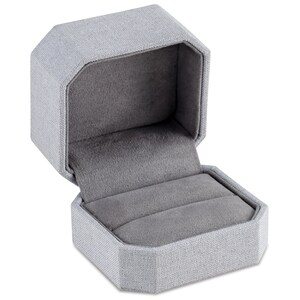 Square Linen Engagement Ring Box Available in Gray and Beige - Etsy