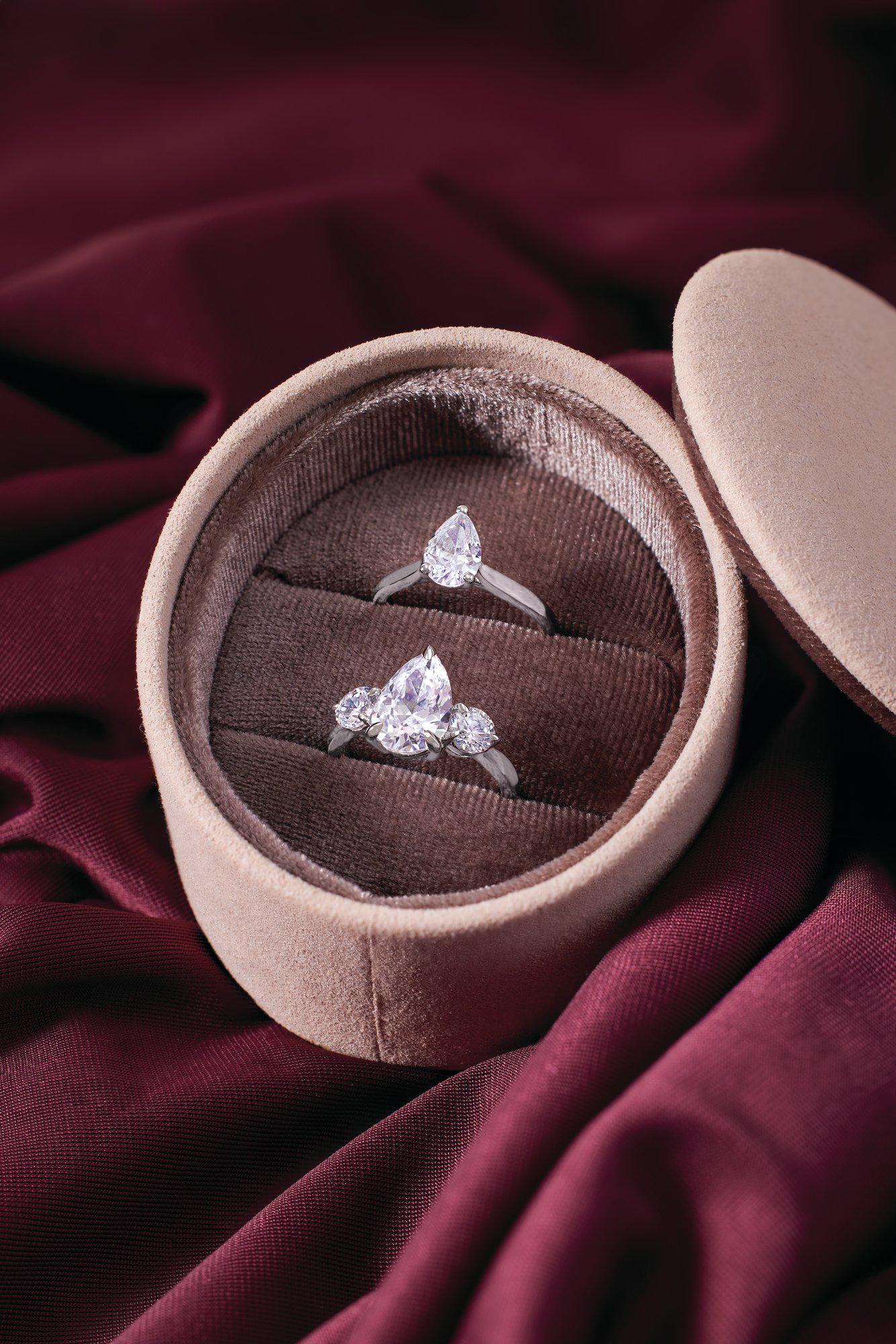 Suede Oval Single, Double, and Triple Wedding Engagement Ring Box - Etsy