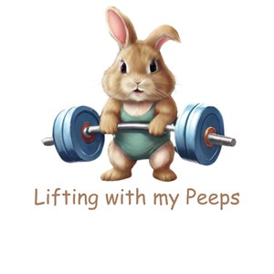 Happy Easter Cute Rabbit Weightlifting Workout PNG and Jpeg Digital ...