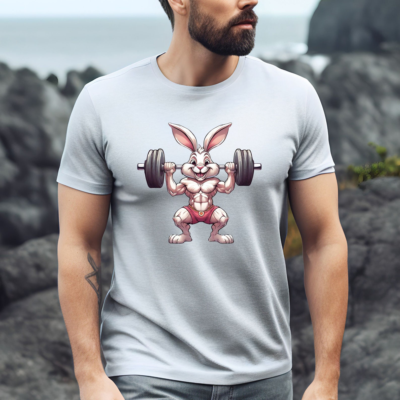 Happy Easter Funny Rabbit Weightlifting Workout PNG and Jpeg Digital ...