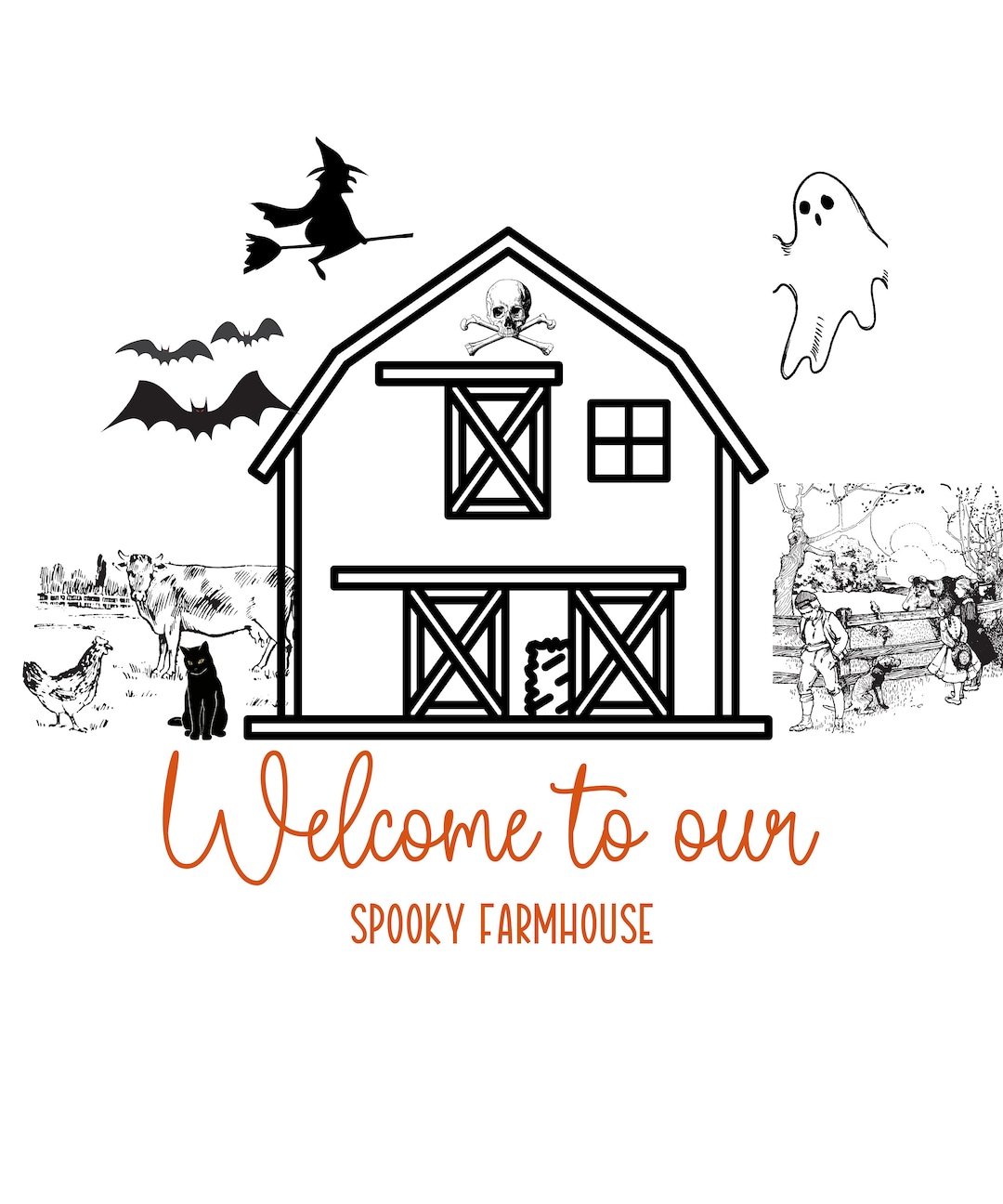 Spooky Farmhouse Holloween Barnyard Png and Jpeg - Etsy