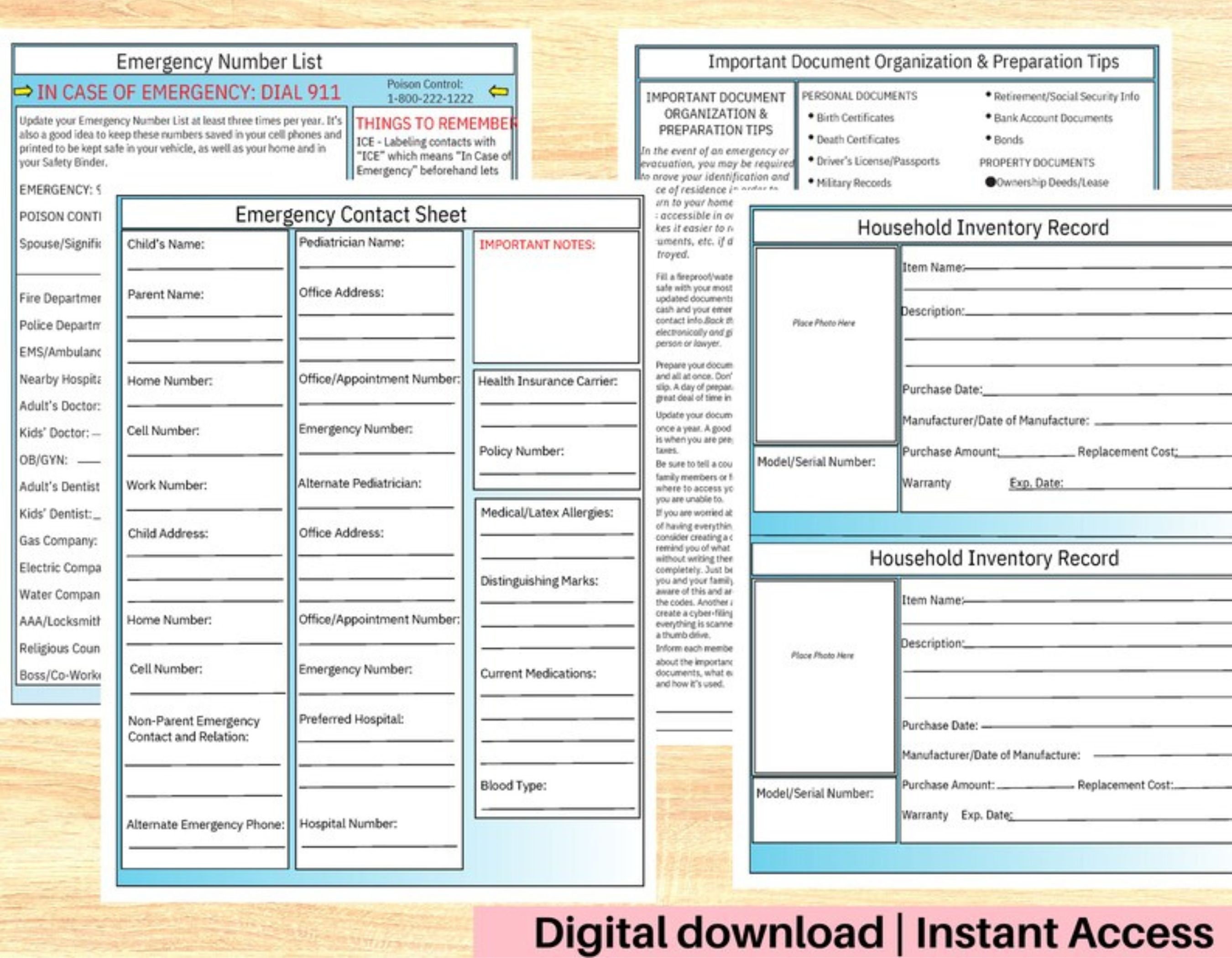 2023 Family Safety Planner Home Security Checklist Emergency - Etsy