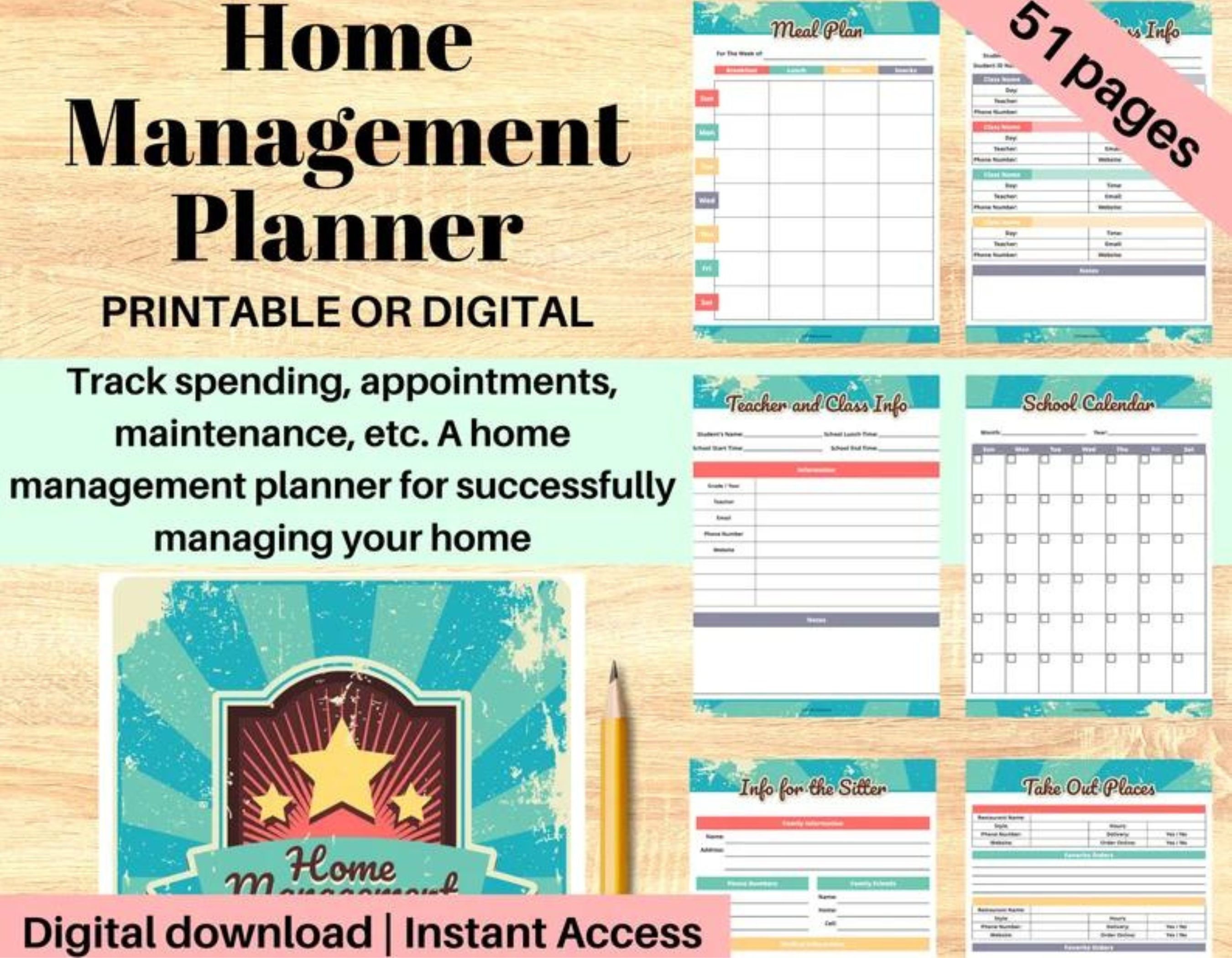 Home Management Binder, Household Planner, House Maintenance Planner ...