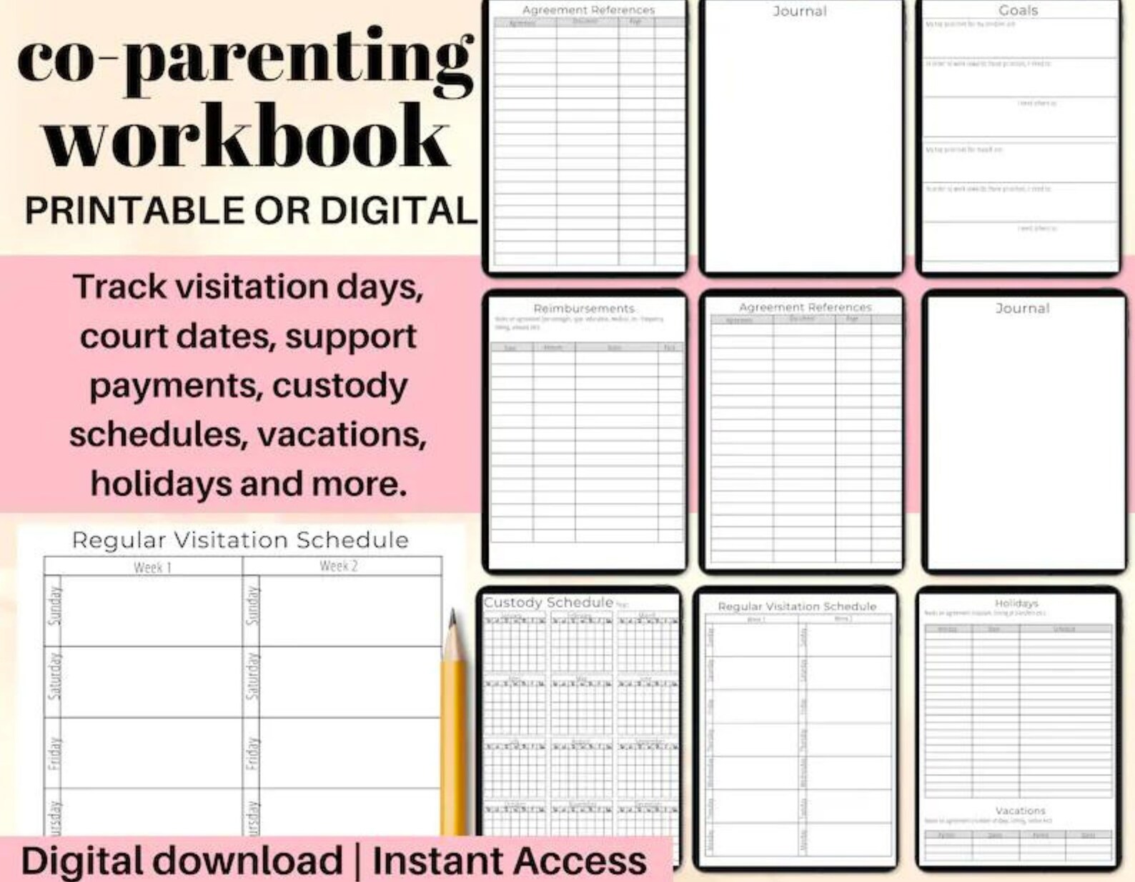 Child Custody Binder, Coparenting Child Custody Planner Printable ...
