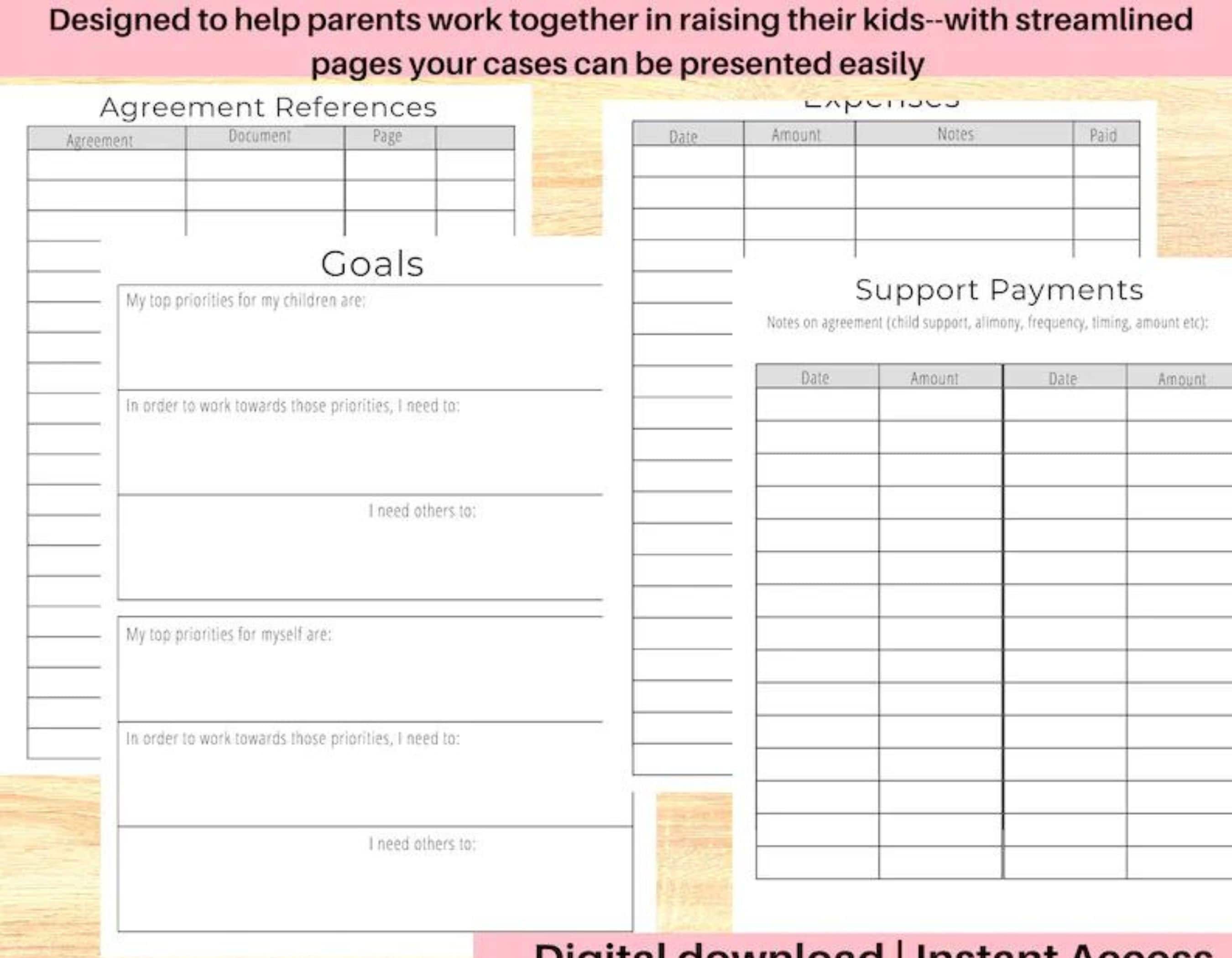 Child Custody Binder, Coparenting Child Custody Planner Printable ...