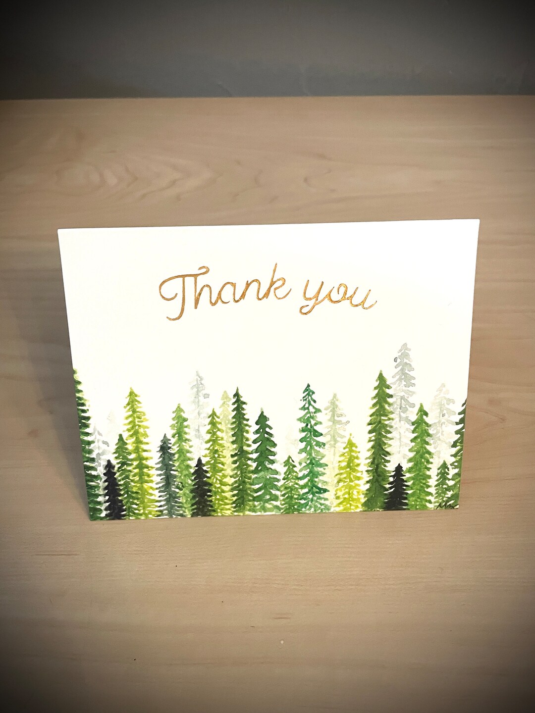 Custom Watercolor Pine Trees Card - High-end Luxury Greeting Cards ...