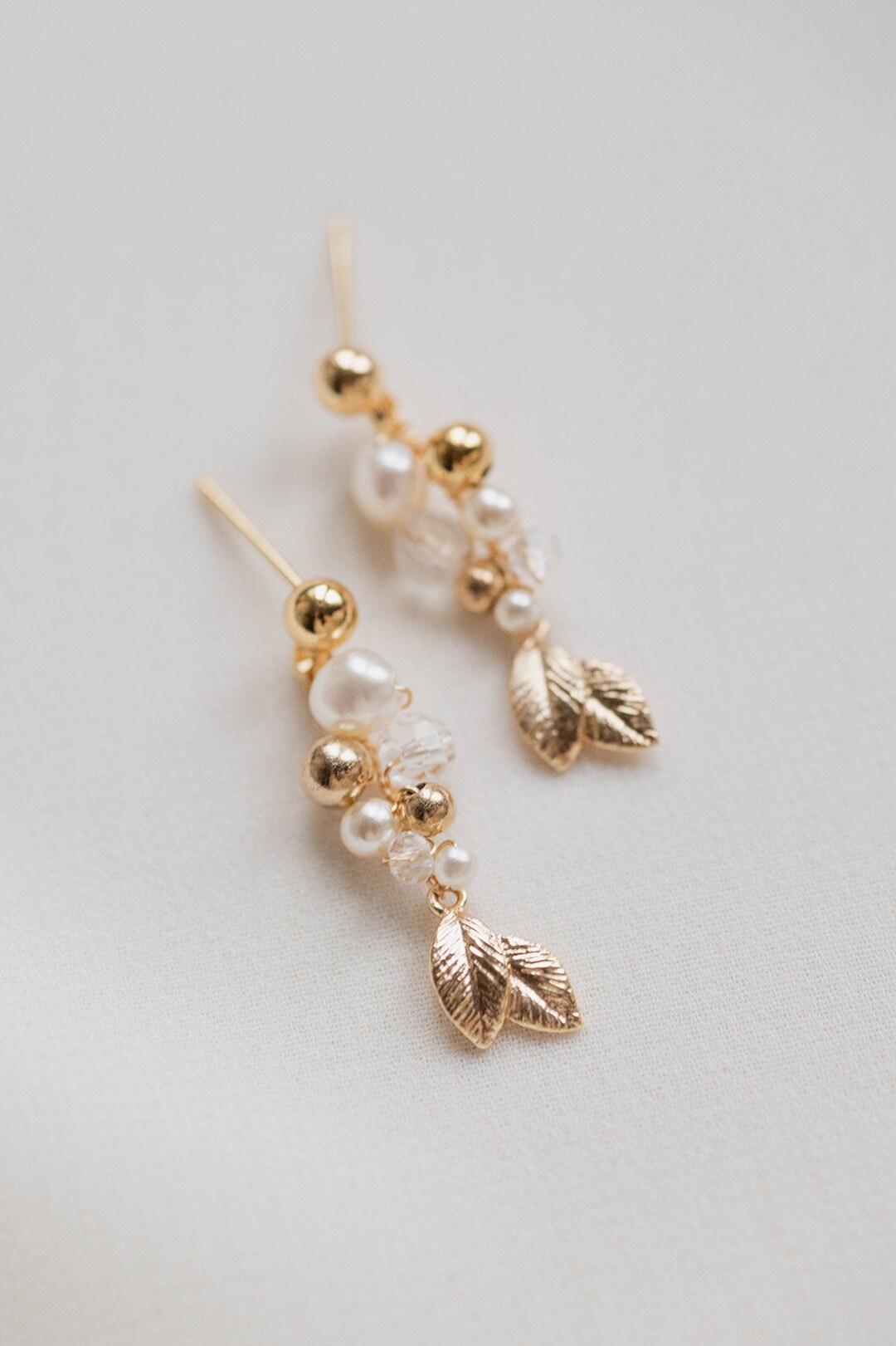 Gold Leaves Earrings, Rustic Small Earrings, Boho Wedding Earrings ...