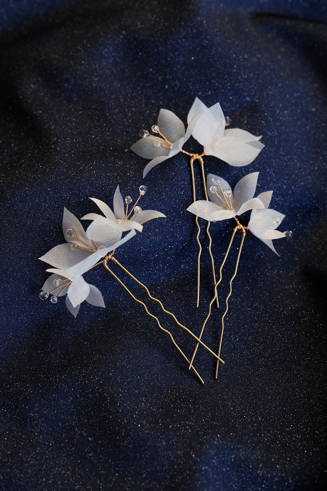 Delicate Bridal Pins, Wedding Hair Pins With Silk Flowers, Floral ...