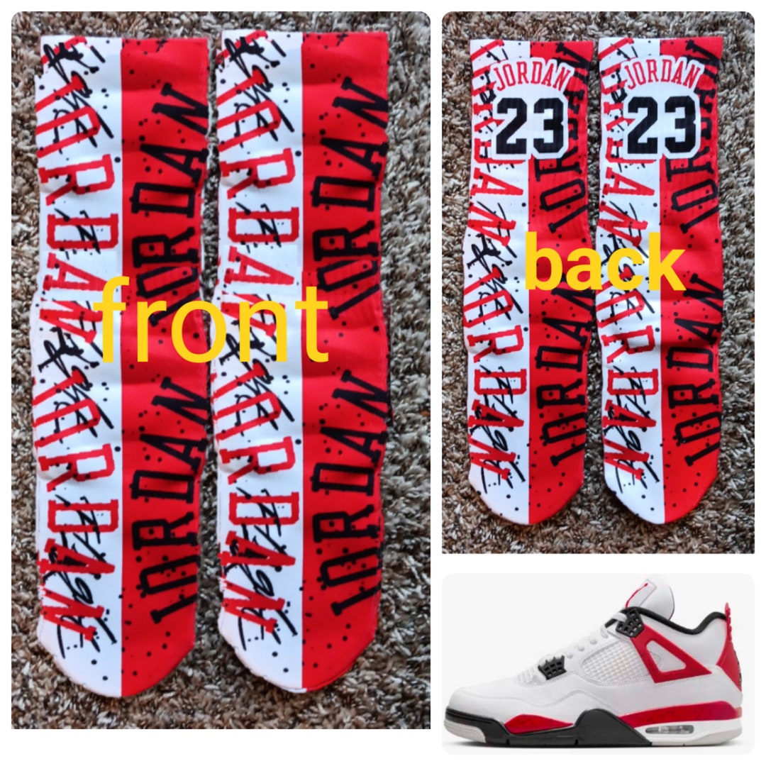 Red Cement 4s Socks - Etsy