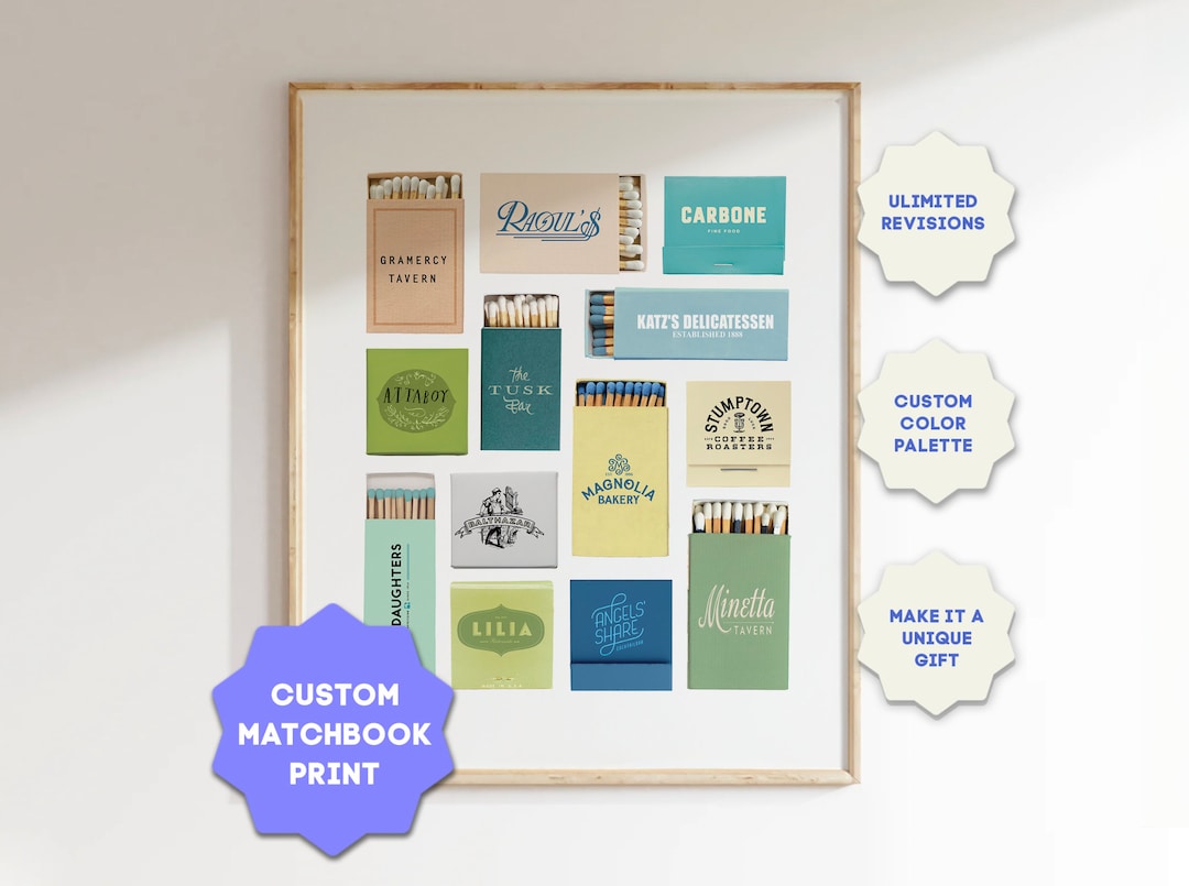 CUSTOM Matchbook Print Personable Gift Eclectic Gallery Wall Decor ...