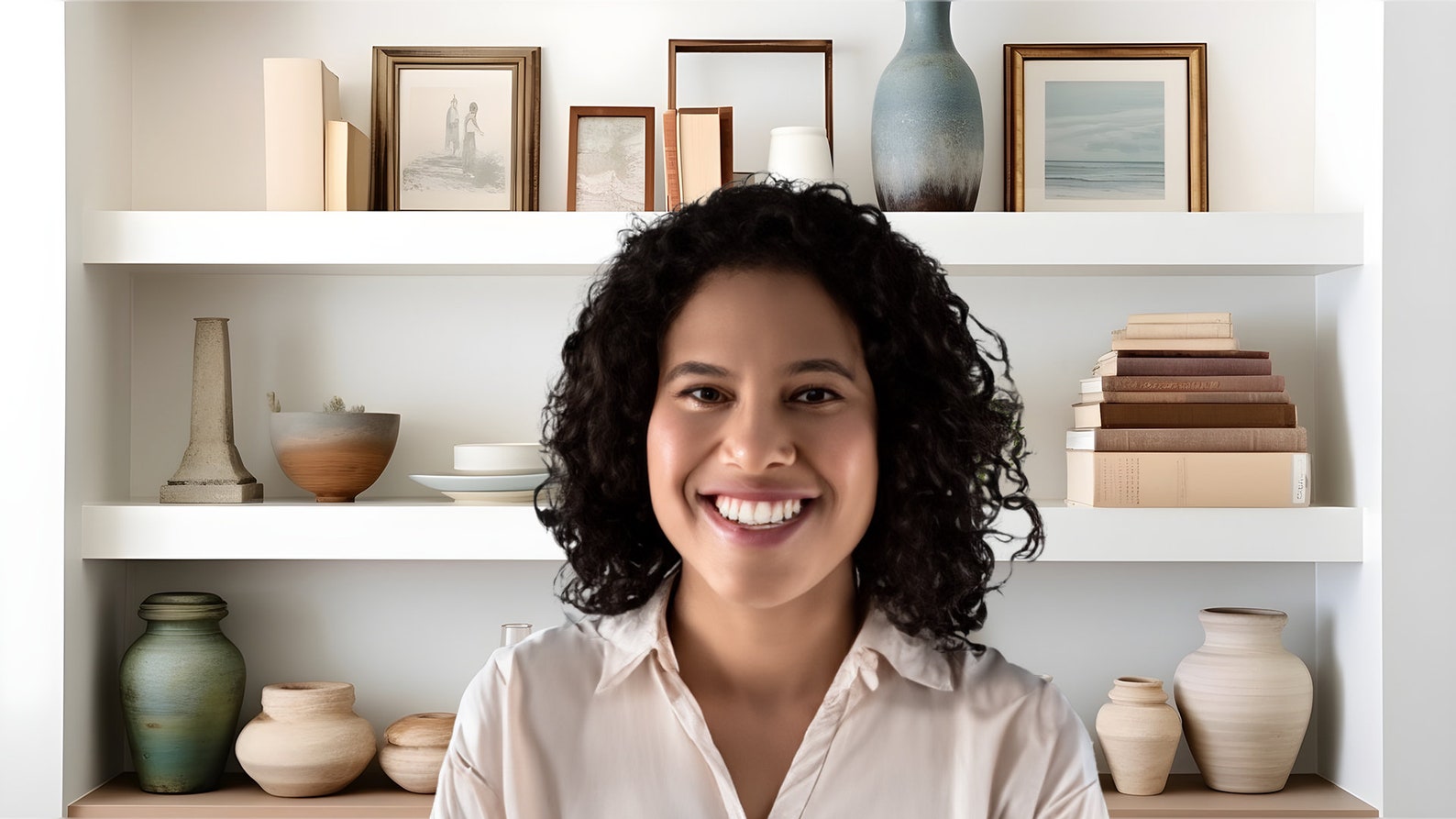 Bookcase Zoom Background | Clean Modern | Minimal | Work From Home ...