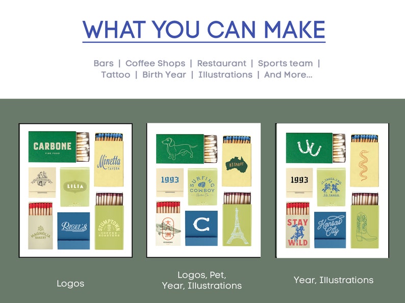 CUSTOM MATCHBOOK DIGITAL Print Trendy Wall Art Personalized Match Art ...