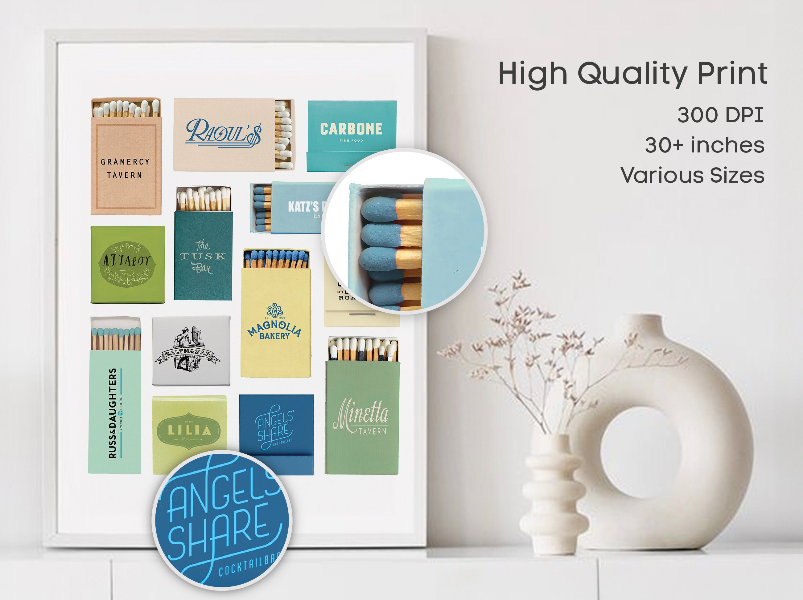 CUSTOM MATCHBOOK DIGITAL Print Trendy Wall Art Personalized Match Art ...