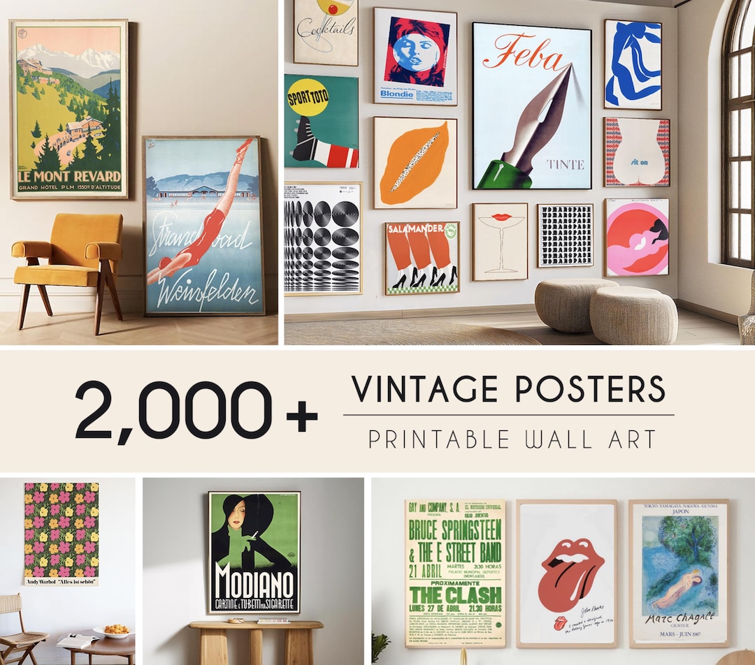 2000 Maximalist Vintage Posters, MEGA BUNDLE of Eclectic Wall Art ...