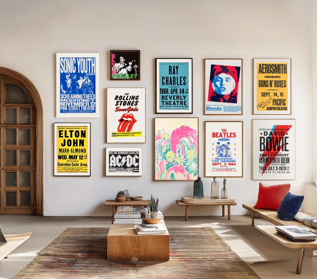 Music Poster BUNDLE | Rolling Stones Poster | the Beatles | Nirvana | Woodstock | Retro Concert ...
