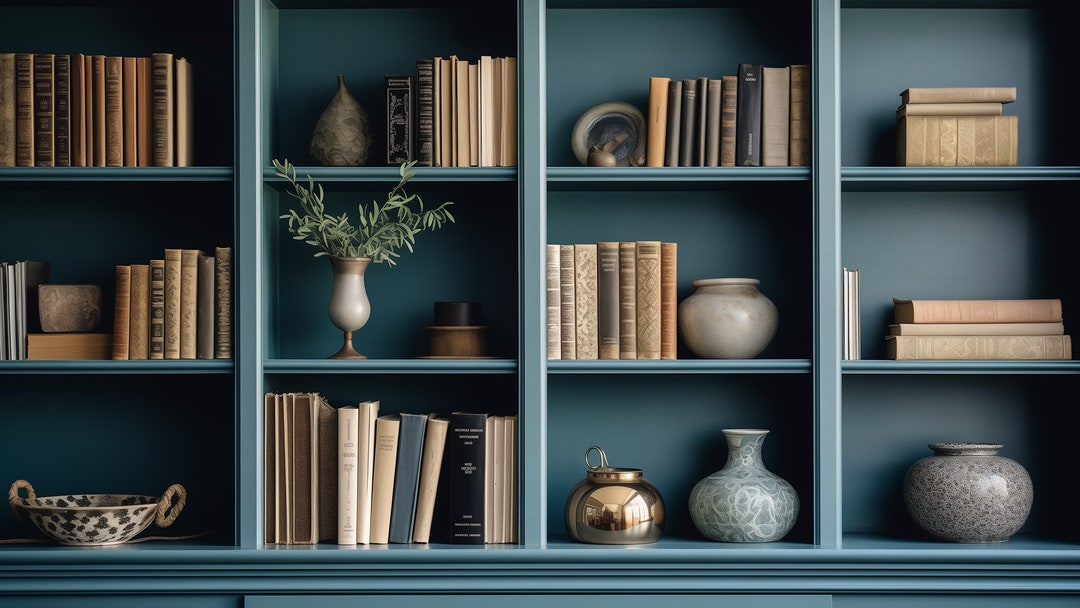 Modern Collector Shelf: Bookcase Zoom Background | Blur & No Blur ...