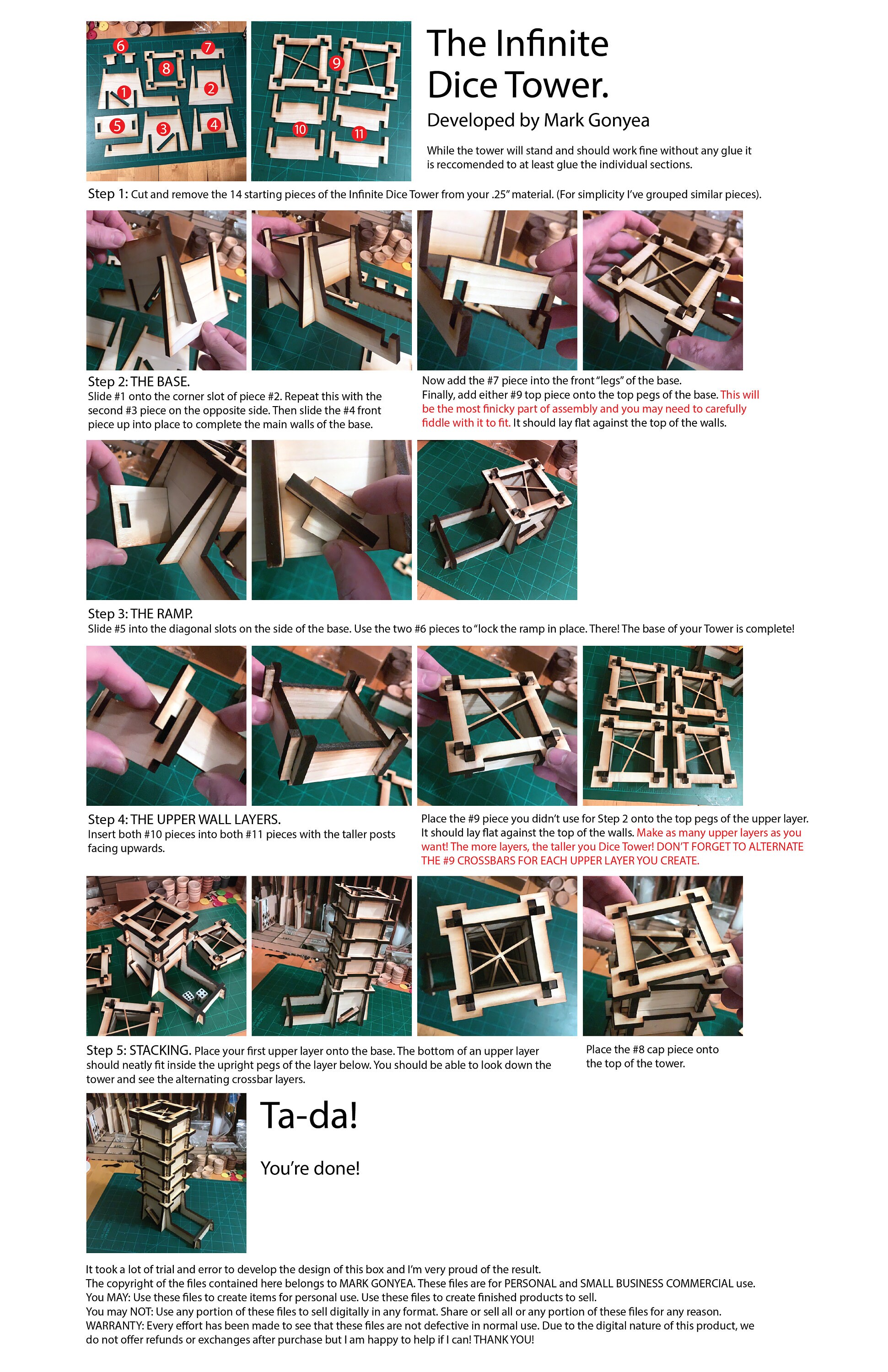 The Infinite Dice Tower Instant Download Template for Laser Cutting and ...