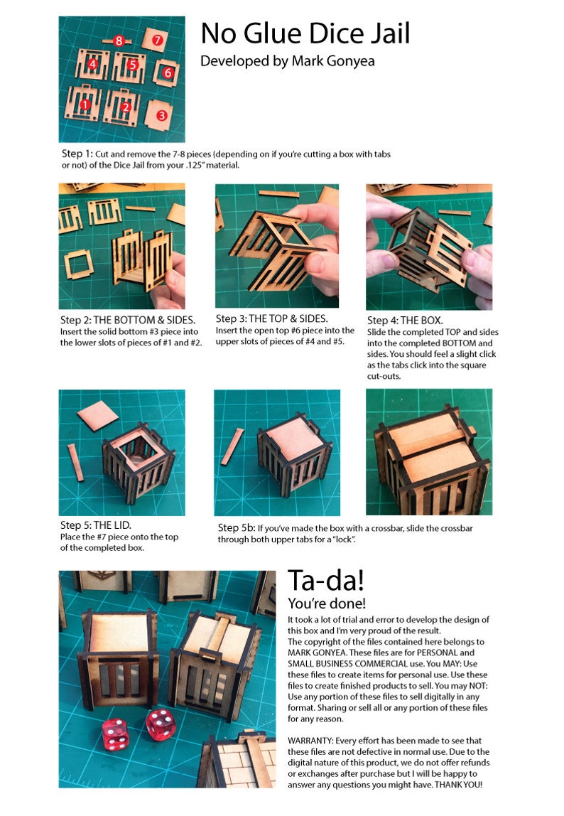 Dice Jail Boxes Instant Download Template for Laser Cutting and ...