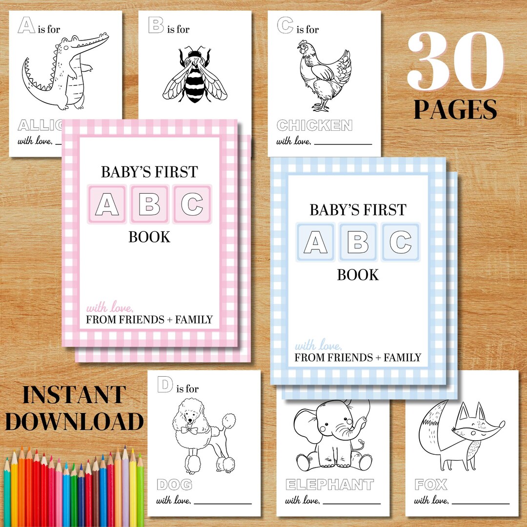 ABC Baby Shower Coloring Book: A-Z Animal Learning Game (digital ...