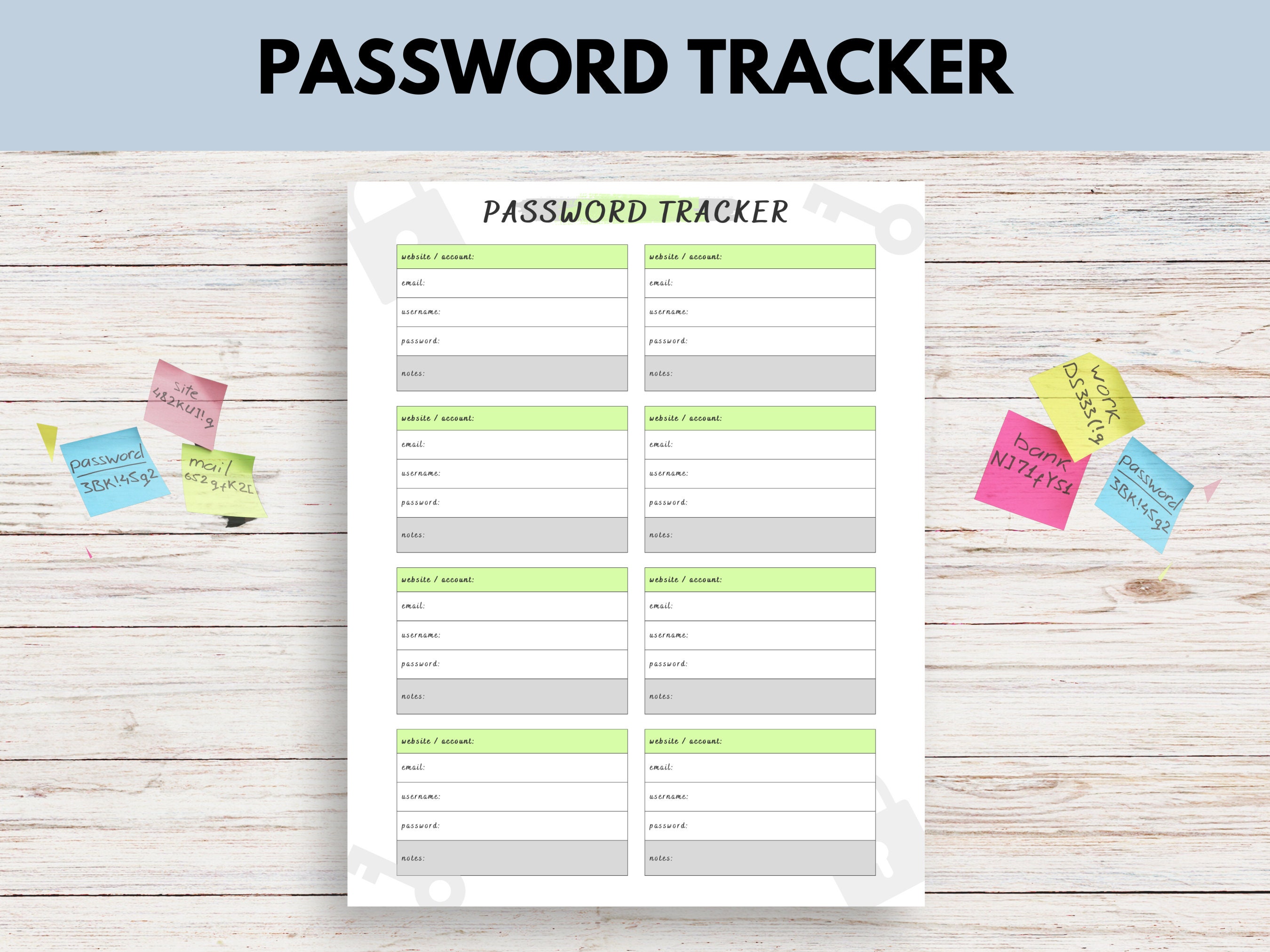 Password Tracker, Printable Password Log, Password Keeper, Planner ...