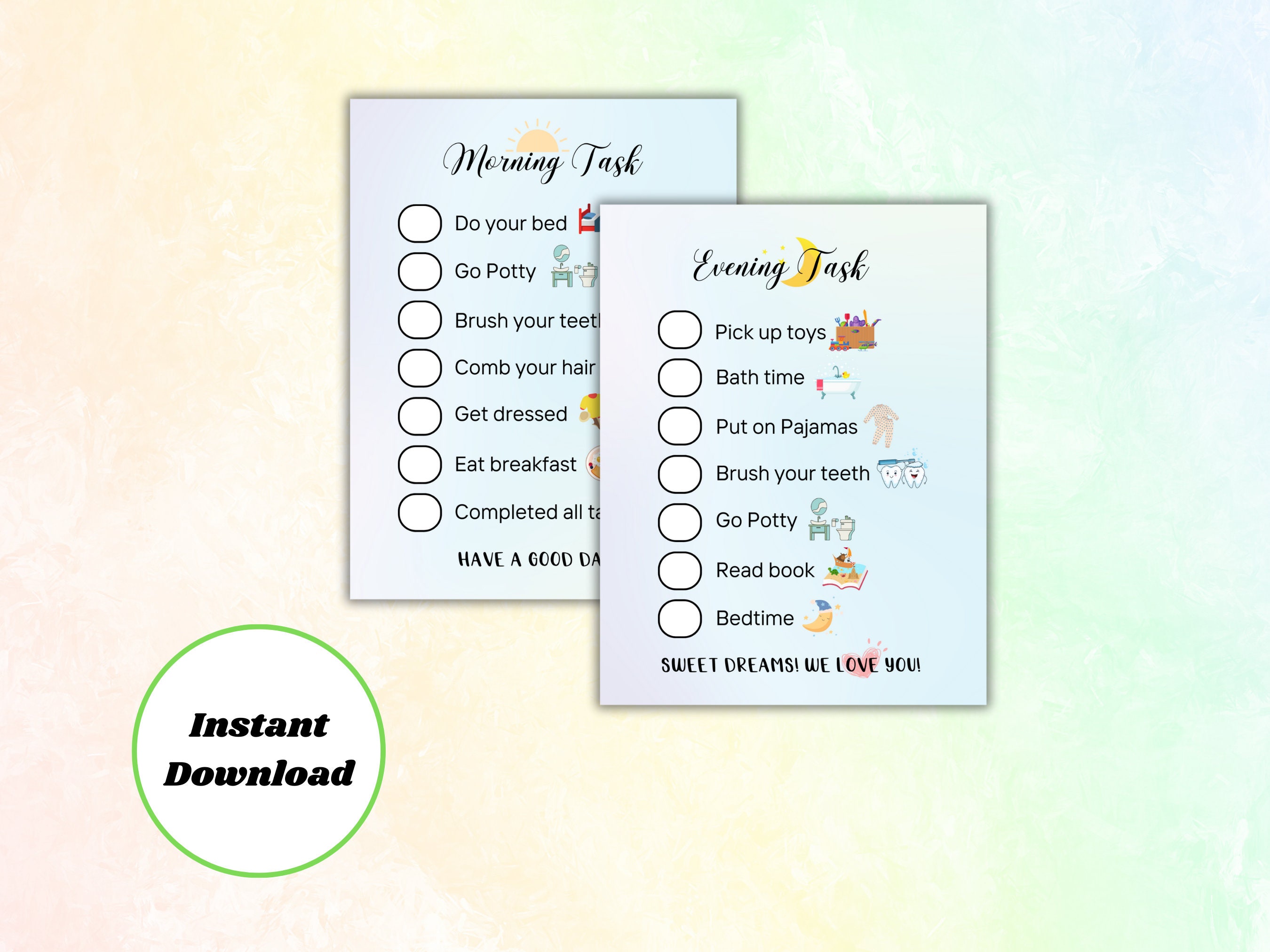 Kids Daily Task Checklist, Chore Chart for Kids, Responsibility ...