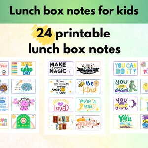 Printable Lunchbox Notes for Kids, Positive Daily Notes for Kids ...