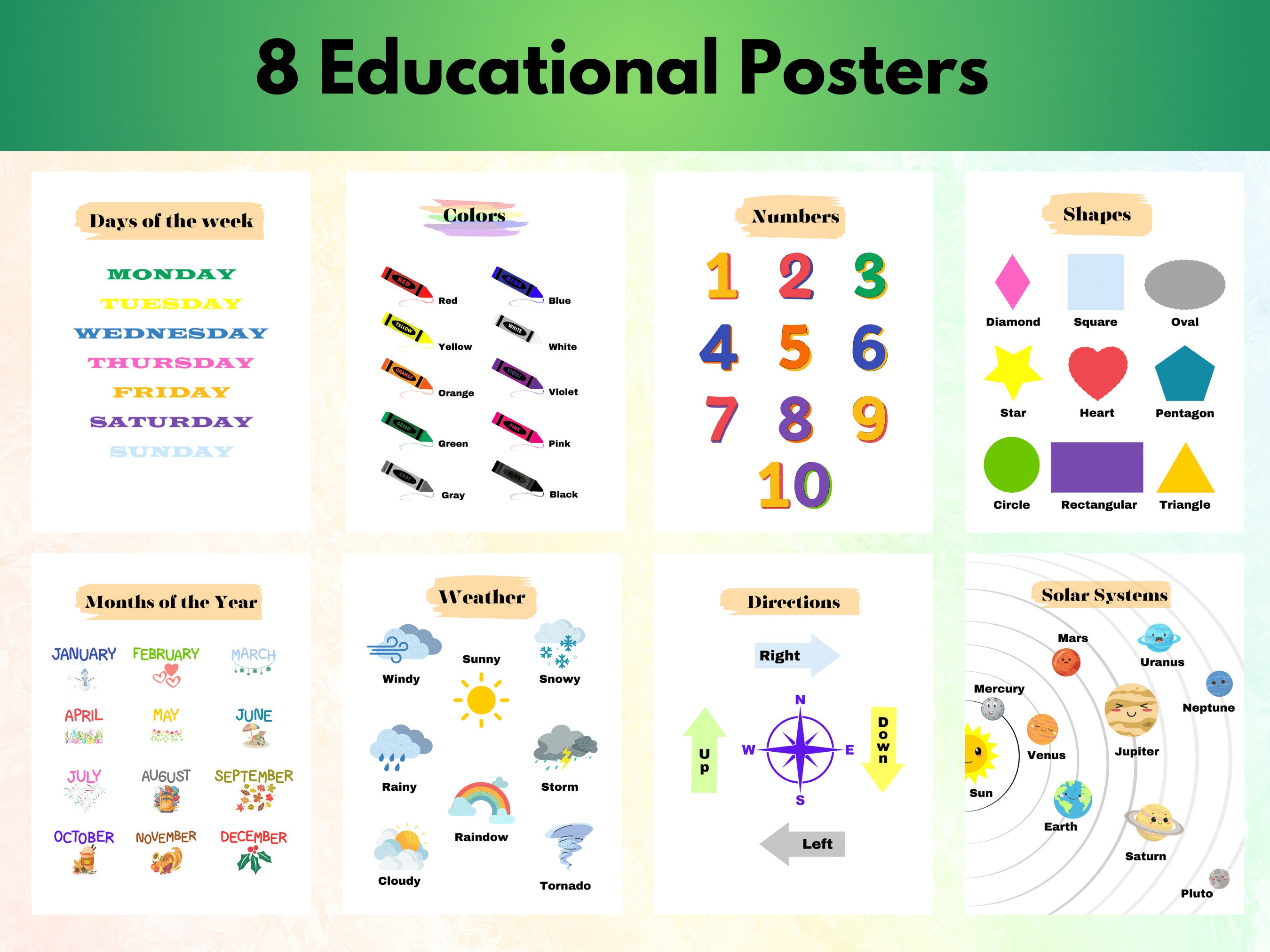 8 Educational Posters for Little Ones, Educational Posters for Kids ...
