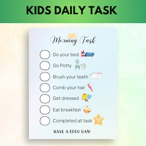 Kids Daily Task Checklist, Chore Chart for Kids, Responsibility ...