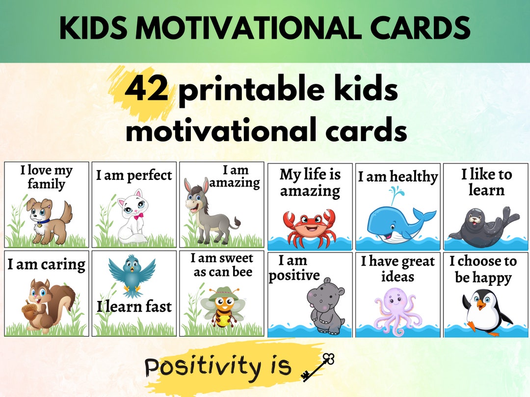 Kids Motivational Cards, Kids Positive Affirmation Cards, Kids Mental ...