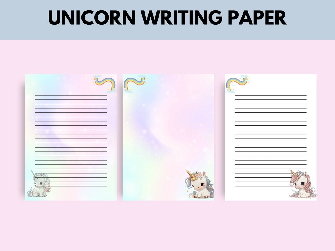 Printable Unicorn Writing Paper, Baby Unicorn Writing Paper, Unicorn ...
