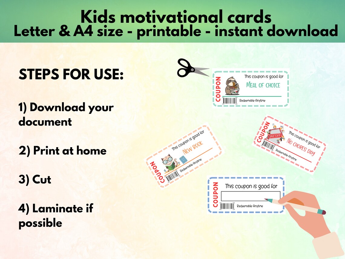 Kids Reward Coupons, Kids Gift, Motivational Gifts for Kids, Fun ...