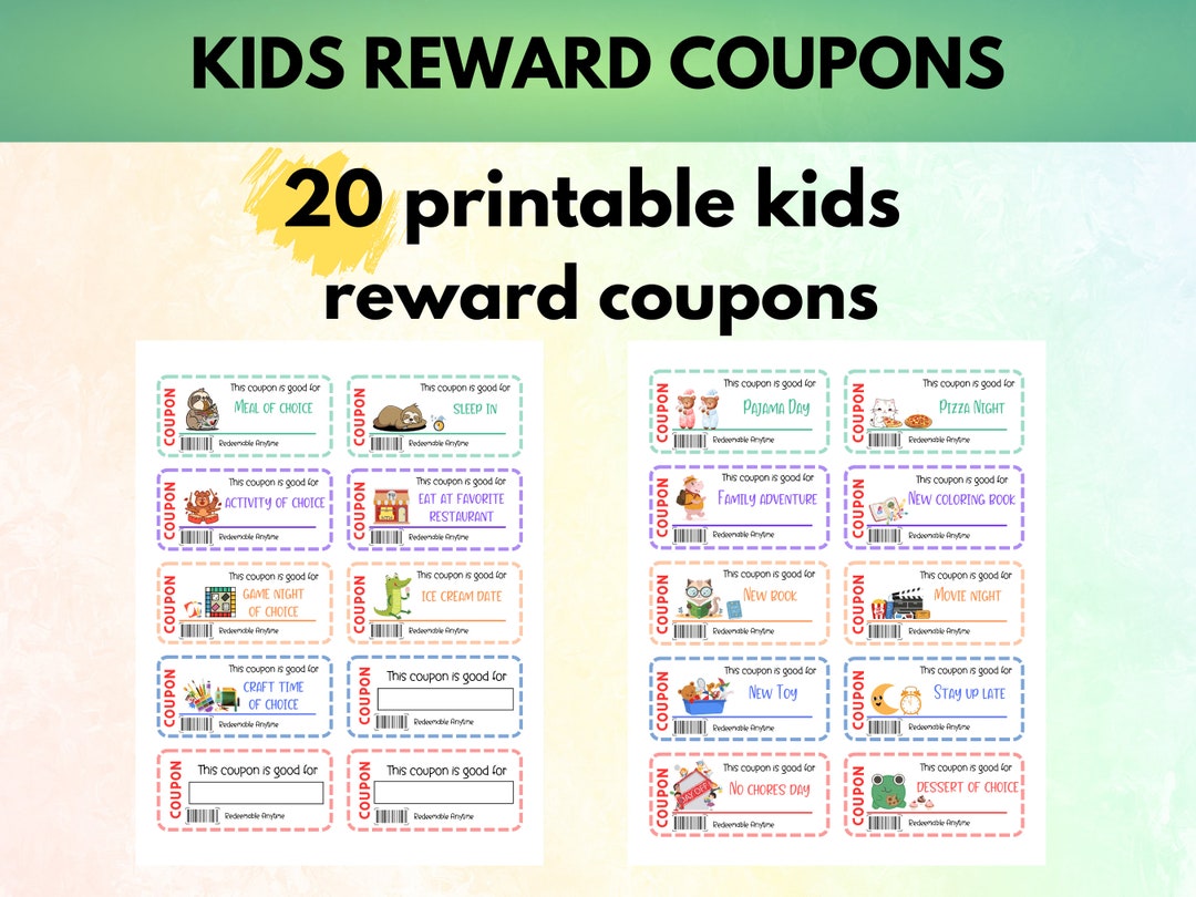 Kids Reward Coupons, Kids Gift, Motivational Gifts for Kids, Fun ...