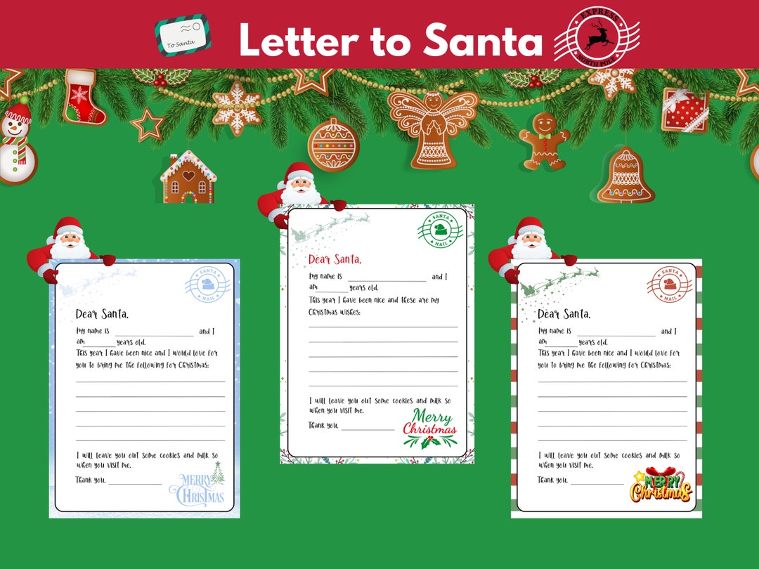 Letter to Santa, Children Note to Santa, Printable Letter for Santa ...