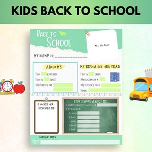 Back to School Kids Info Sheet, All About Me Form, Get to Know Me ...