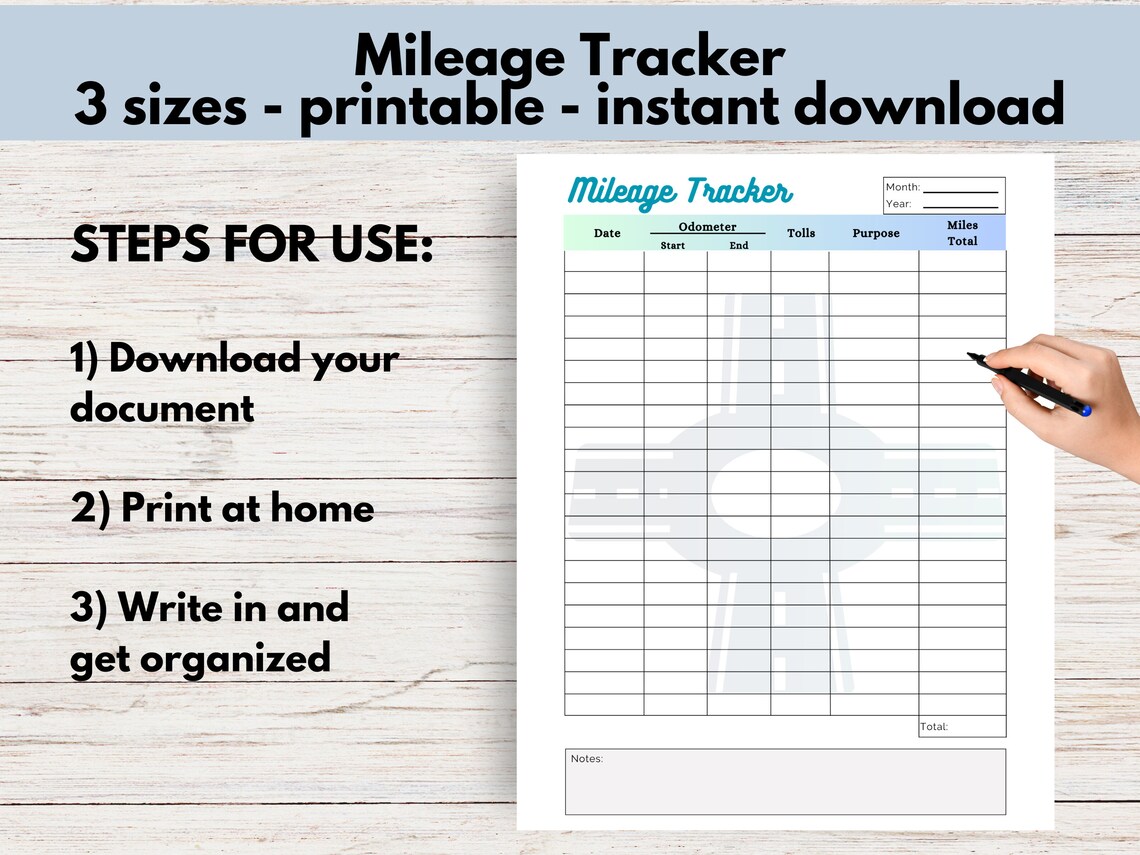Simple Mileage Tracker Log, Mileage Log Book, Work Mileage, Travel ...