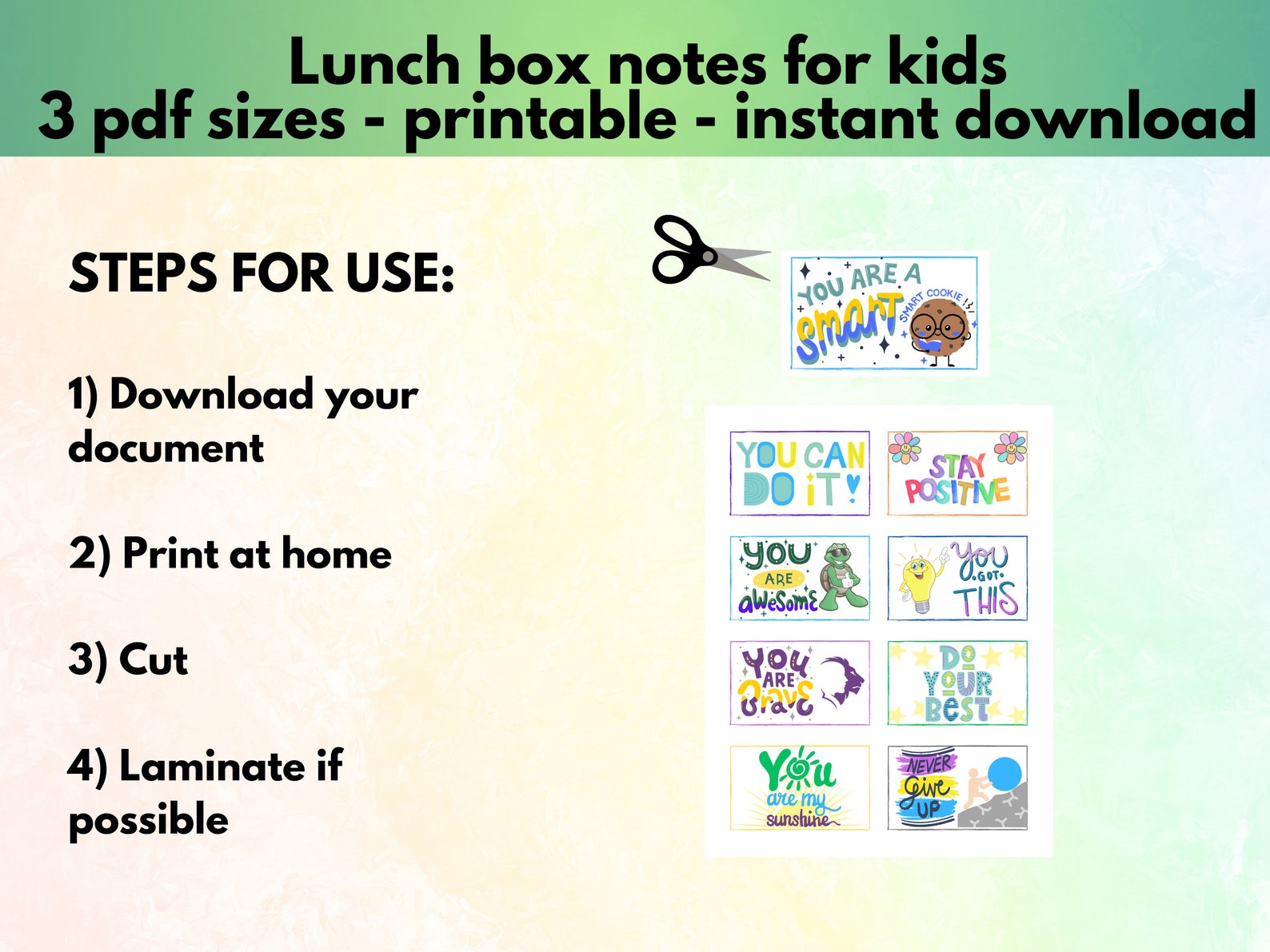Printable Lunchbox Notes for Kids, Positive Daily Notes for Kids ...