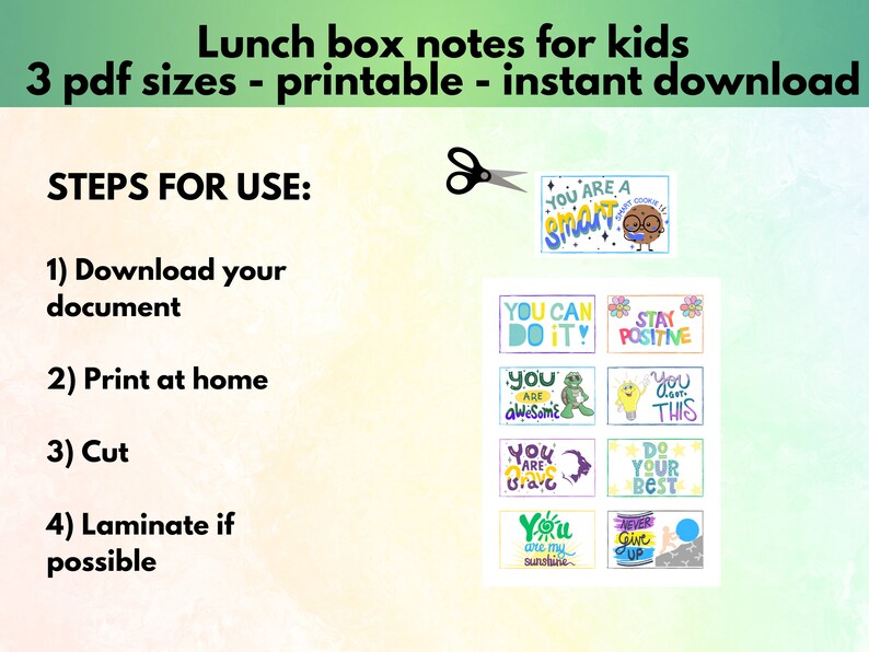 Printable Lunchbox Notes for Kids, Positive Daily Notes for Kids ...