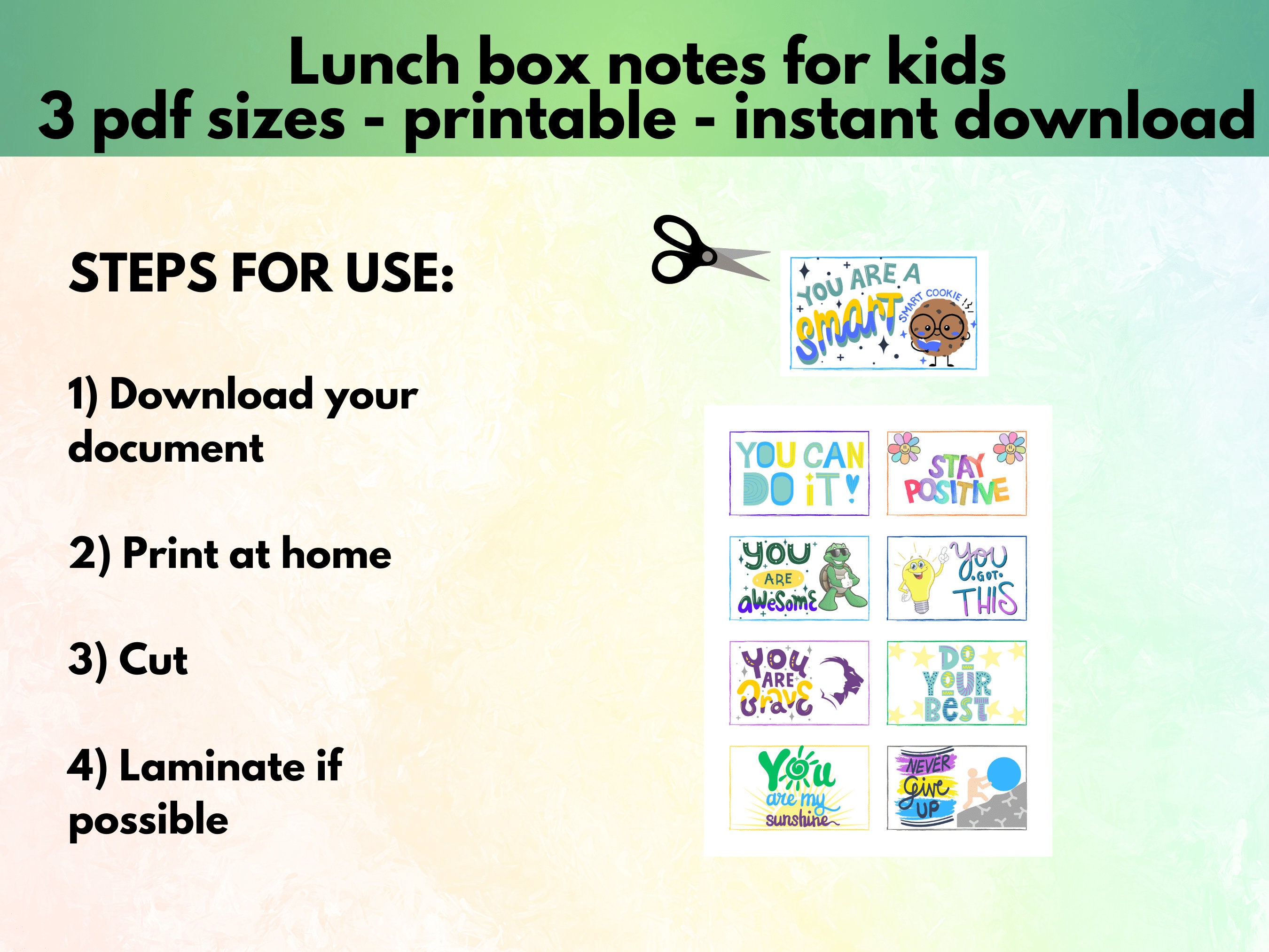 Printable Lunchbox Notes for Kids, Positive Daily Notes for Kids ...