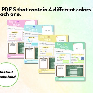 Back to School Kids Info Sheet, All About Me Form, Get to Know Me ...
