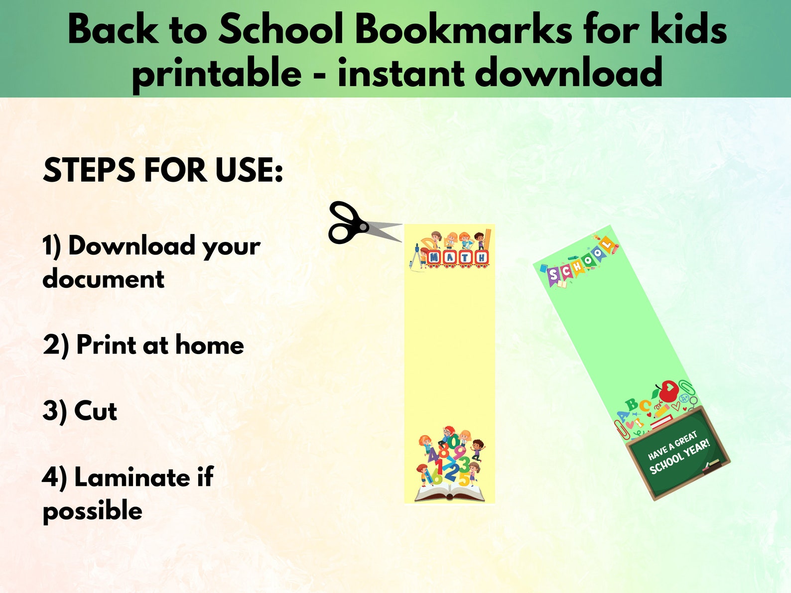 Kids Back to School Bookmarks, First Day of School Bookmarks, Class ...