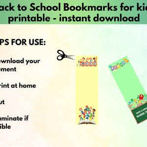 Kids Back to School Bookmarks, First Day of School Bookmarks, Class ...