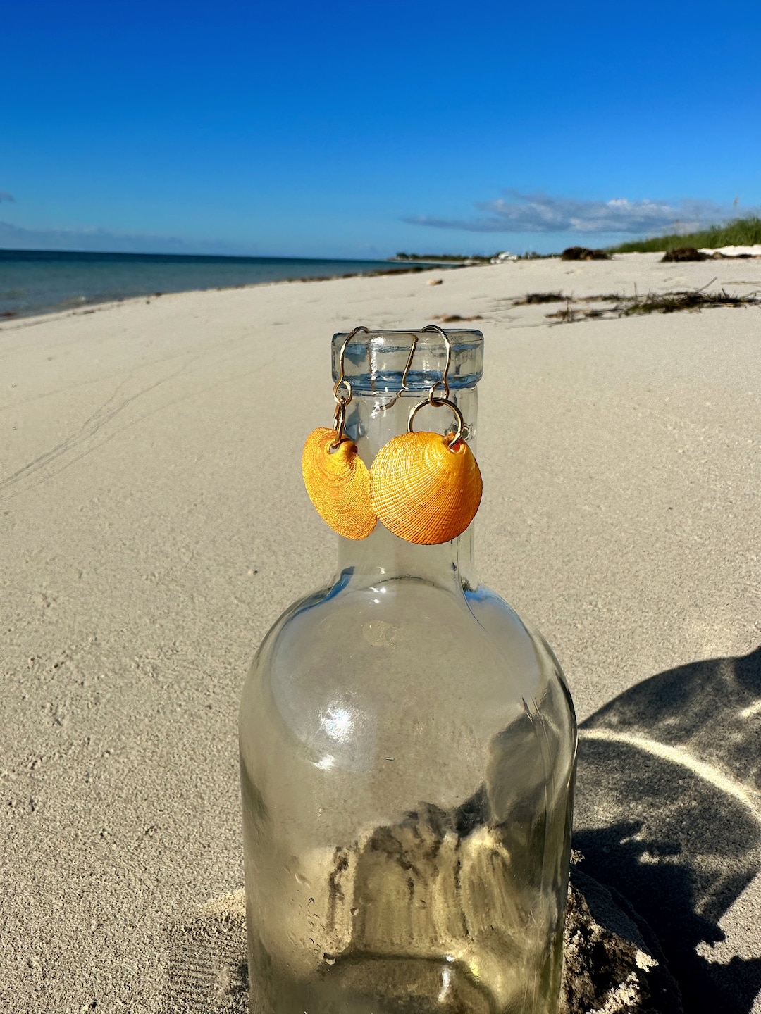 Seashell Earrings Gold Painted Tiger Lucine Simple Dangle Earrings - Etsy