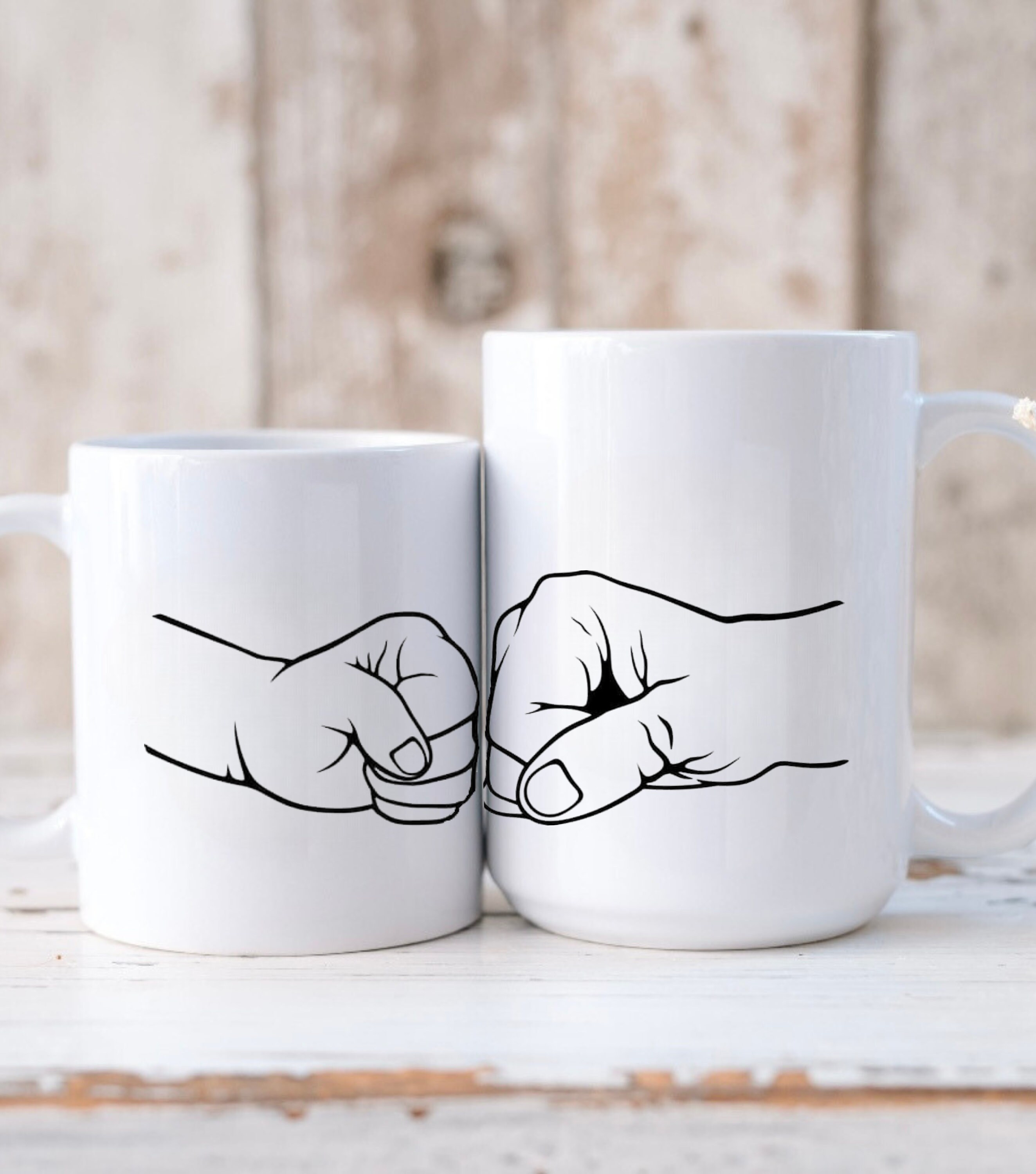 Dad Fist Bump Mug, Personalized Father and Son Fist Bump Mug, Father's ...