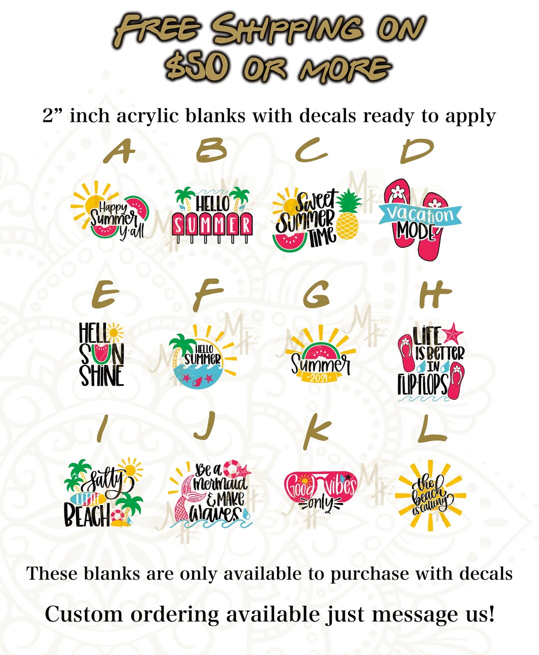 Summer Fun Acrylic Blanks With Decals - Etsy